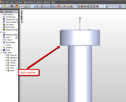 How to apply a back chamfer to a curve-based feature using a dovetail tool in FeatureCAM