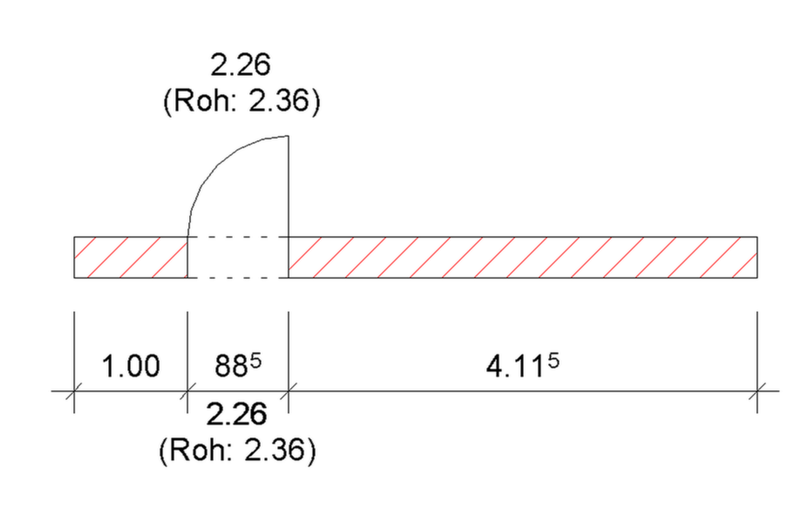 How to display rough dimension of wall openings within dimension line in Revit