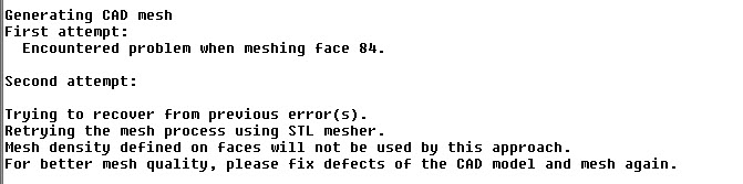 First attempt at generating CAD mesh fails in Moldflow