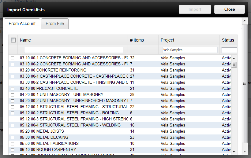 Additional checklist template options for BIM 360 Field.