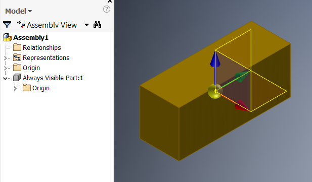 Part visibility and center of gravity always stays on when placed in assembly