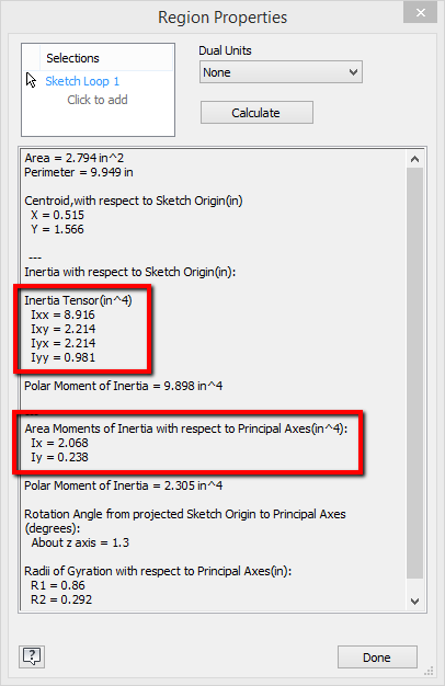 What are differences between 'Inertia Tensor' and 'Area Moments of ...