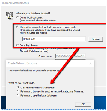 How to create a new shared MS Access network database in FeatureCAM
