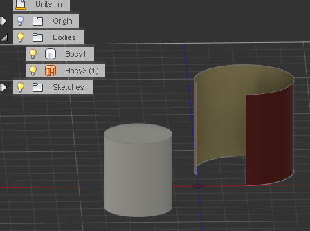 The body in Fusion 360 is orange and has no volume or mass associated ...