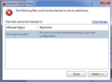 When editing AutoCAD files stored in Vault the process with the message 'an error occurred while ...