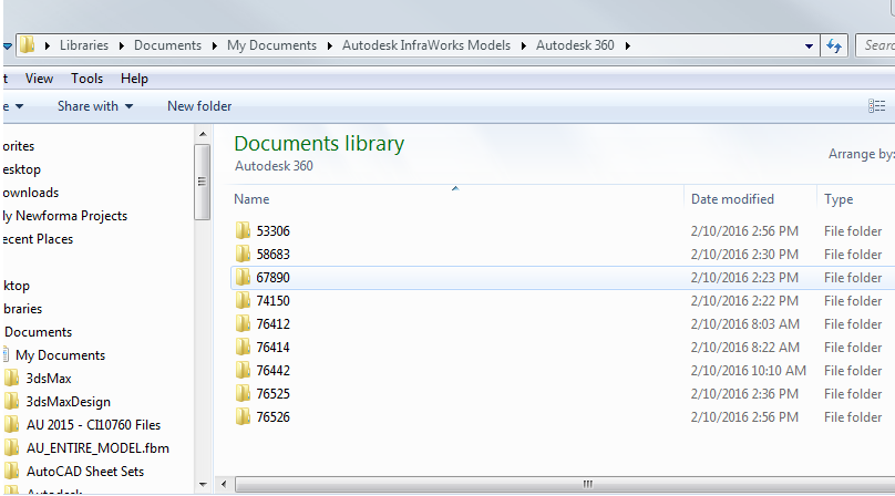 How to find the folder InfraWorks models are located in