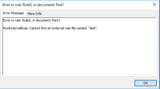 Inventor: Error message when using external rules