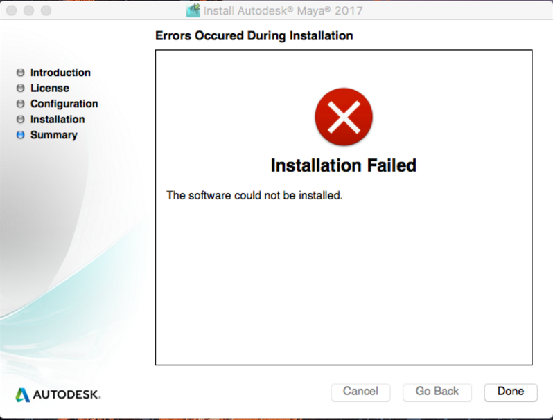 Installation Error - Update 3 for Maya 2017 on Mac
