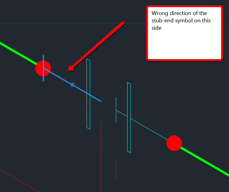 Wrong isometric presentation of stub ends after update 1 for 2017