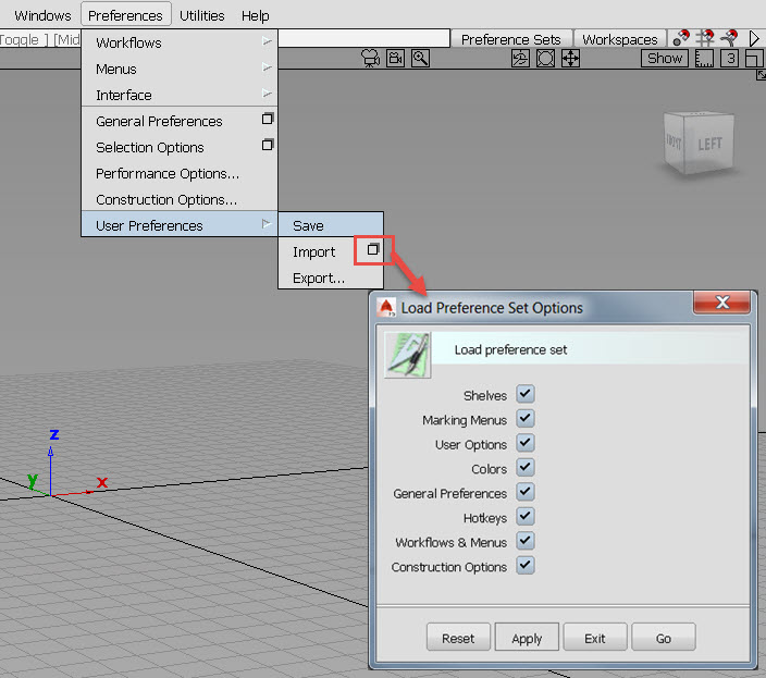 Saving and importing user preferences in Autodesk Alias