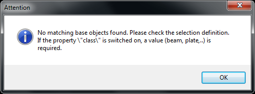 "No matching base objects found" when creating the bill of materials in Advance Steel