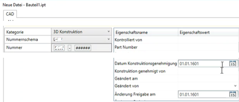 Autodesk Vault empty date field update in Autodesk Inventor property the date field with first ...