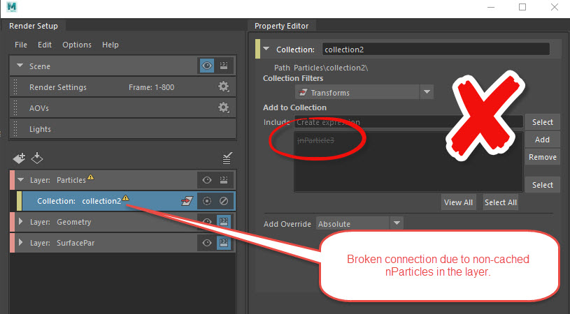 How to use nParticles with Render Setup in Maya