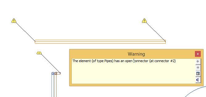 How to avoid warning message saying 'The element has an open connector'