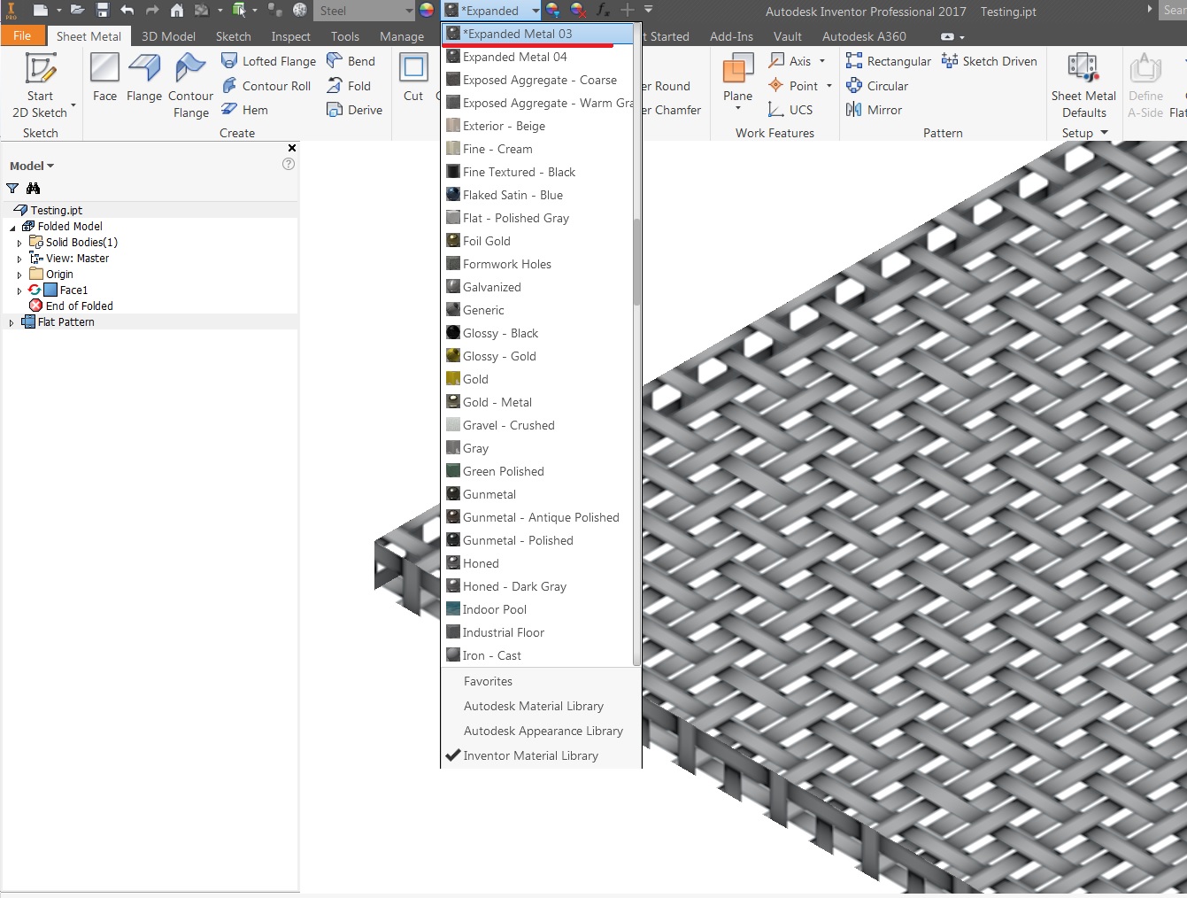 Appearance texture not showing in model after upgrading Inventor version.