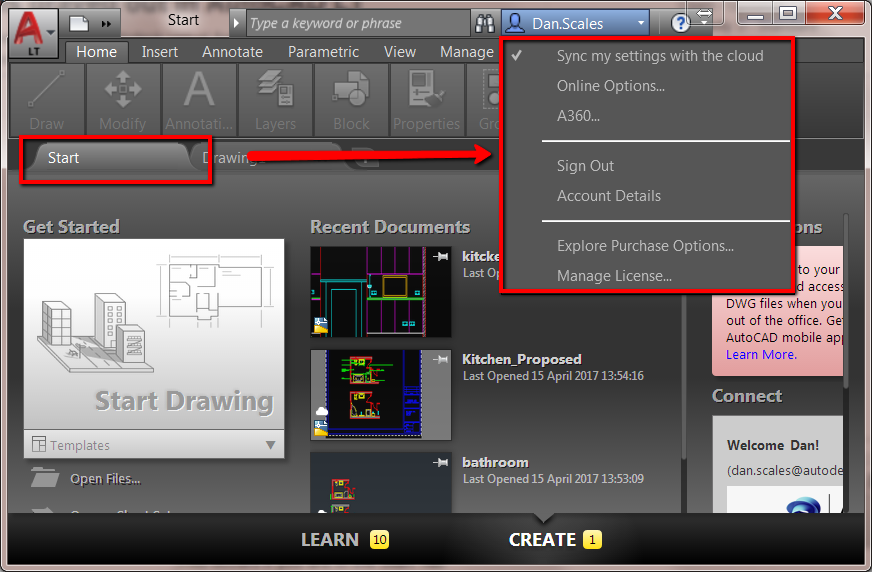 Autodesk account options grayed out