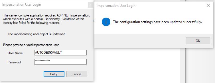 Permissions for the Vault impersonation account are not consistent when changed.