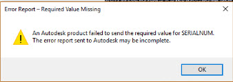 "An Autodesk product failed to send the required value for SERIALNUM" in Moldflow