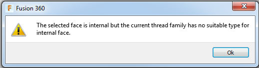 Certain thread types cannot be applied to hole faces in Fusion
