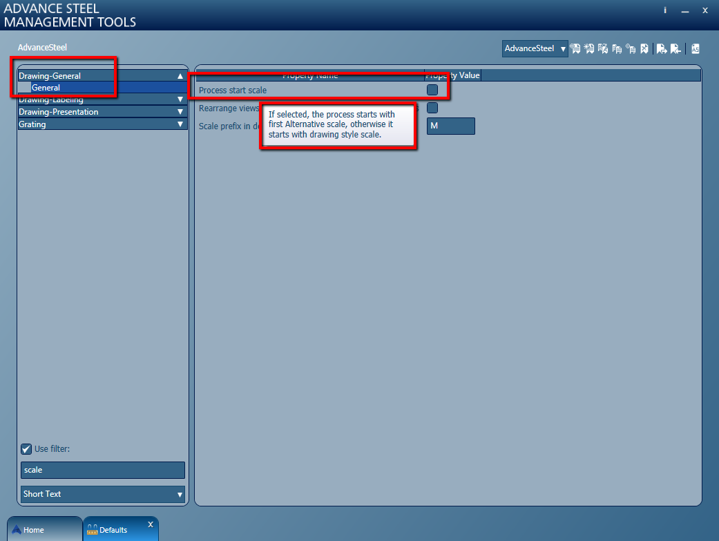 Drawing process does not use the first alternate scale from the process ...