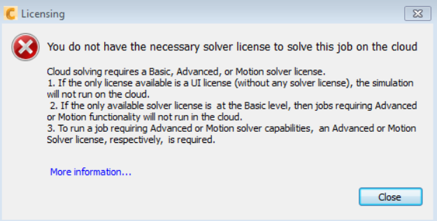 Licensing: You do not have the necessary solver license to solve this job on the cloud in ...