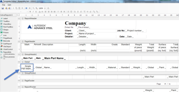 Advance Steel: KSS File/Drawing Number