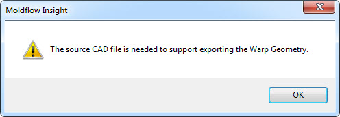 在 Moldflow 中无法将翘曲形状导出为 CAD 文件