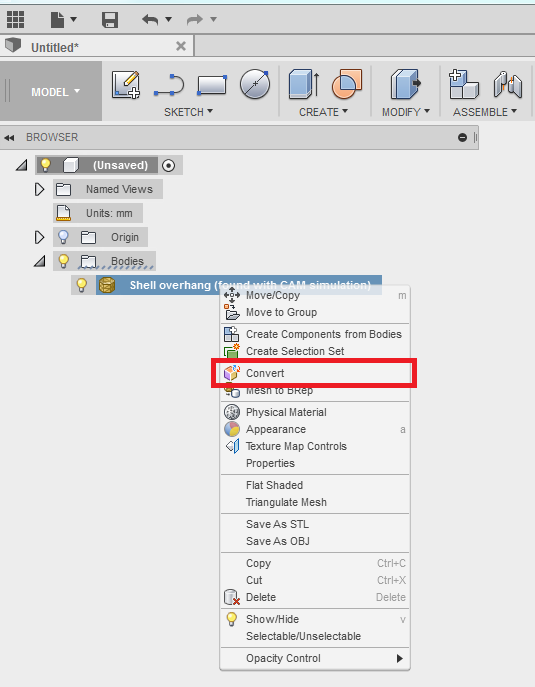 How to Convert a Mesh to T-spline in Fusion 360