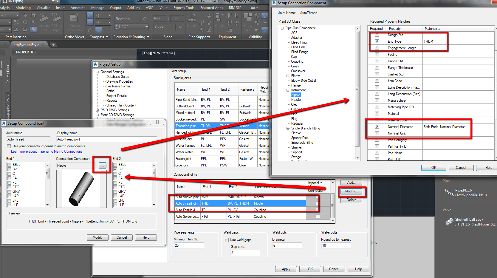 How to create THDF/THDM connection with a valve and a nipple in AutoCAD ...