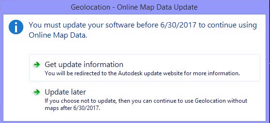 Map3D: message "You must update your software before 6/30/2017 to ...