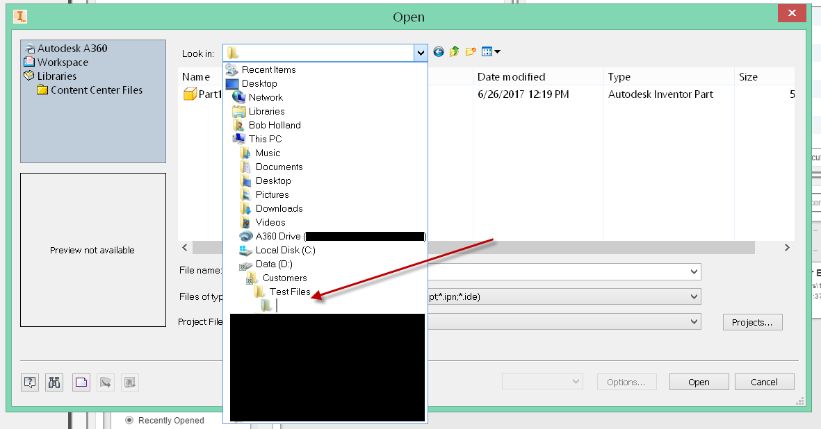 Inventor 2017 and 2018 folder names with long character counts will not show up on the top of ...