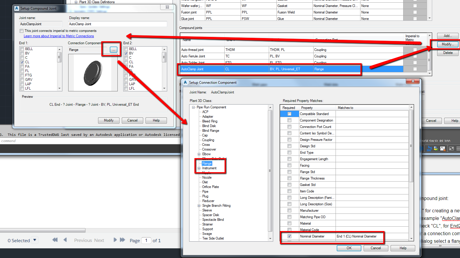 How to create a clamp connection in AutoCAD Plant 3D?