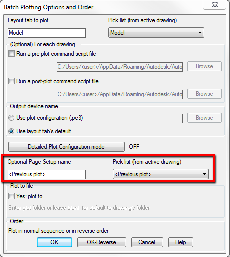Plot Project does not adhere to Previous Plot setting in AutoCAD Electrical