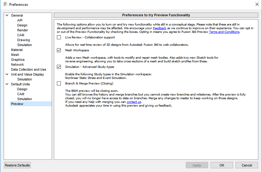 How to enable a preview feature in Fusion