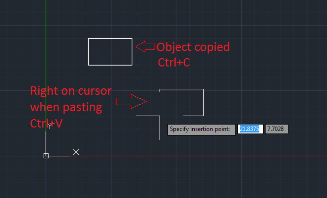 Beim Einfügen von Geometrie in AutoCAD wird diese weit vom Cursor ...
