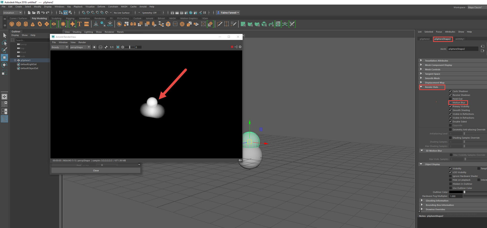 Disable Motion Blur on individual objects in Maya with Arnold