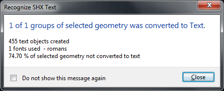 PDFSHXTEXT command warns that not all geometry is converted to text in ...