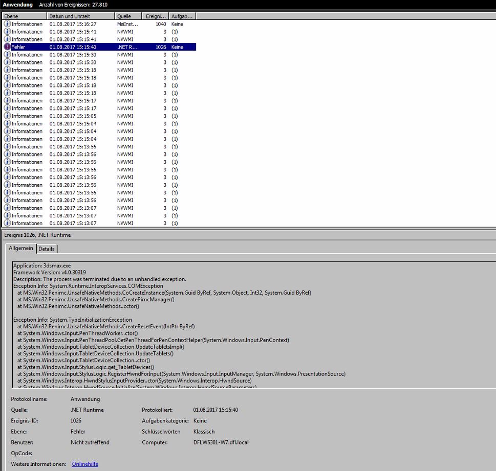 3ds Max 2018 Application Error