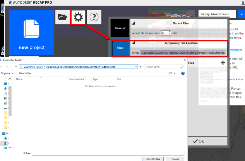 "You don't have enough disk space for the importing" when trying to import scans in a new ...