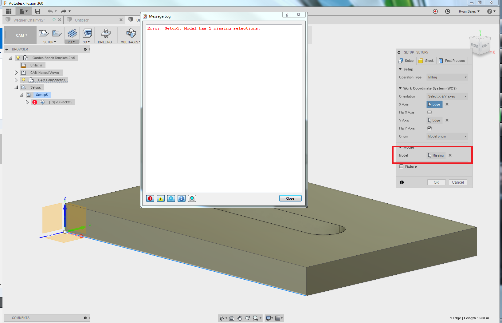 Fusion Help Model Has Missing Selections When Generating A Toolpath