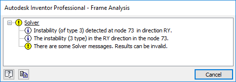 When attempting to use Inventor Frame Analysis on a model from Frame Generator Analysis, several ...