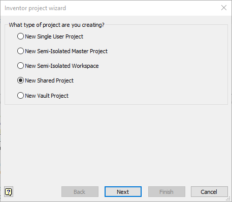 How to enable 'Shared Project' functionality in Inventor 2016 and later