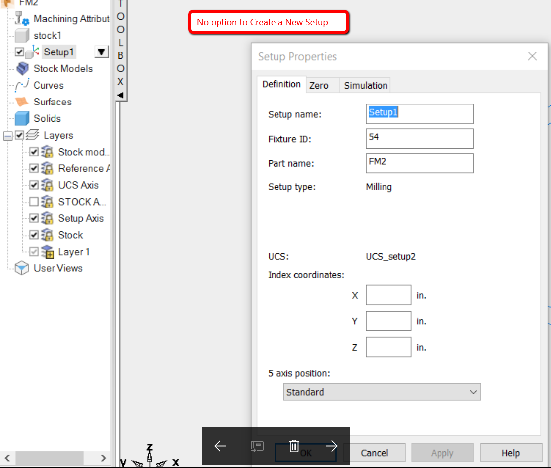 How to Create and orient a new setup in FeatureCAM Version 2019 and newer