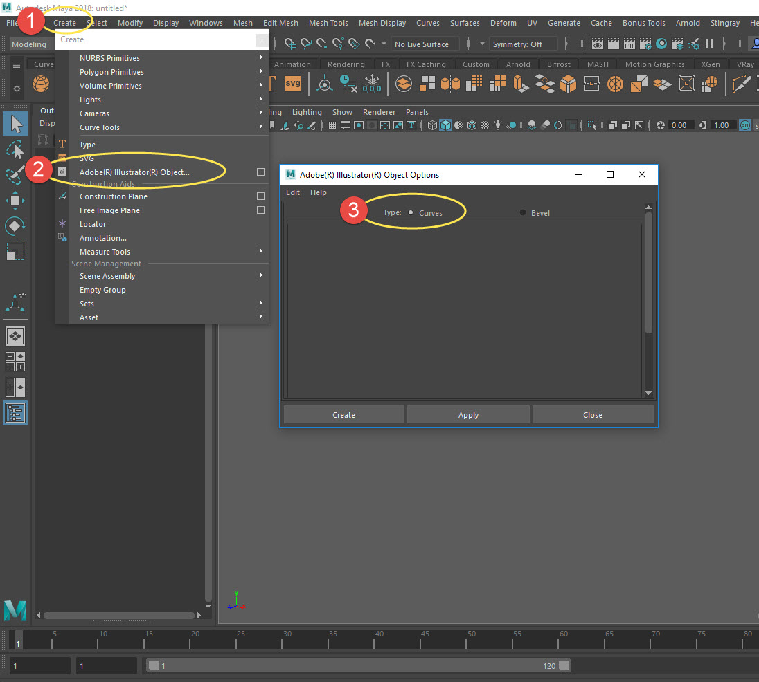 Impossibile Importare Curve In Formato Adobe Illustrator ai In Maya Maya Autodesk 