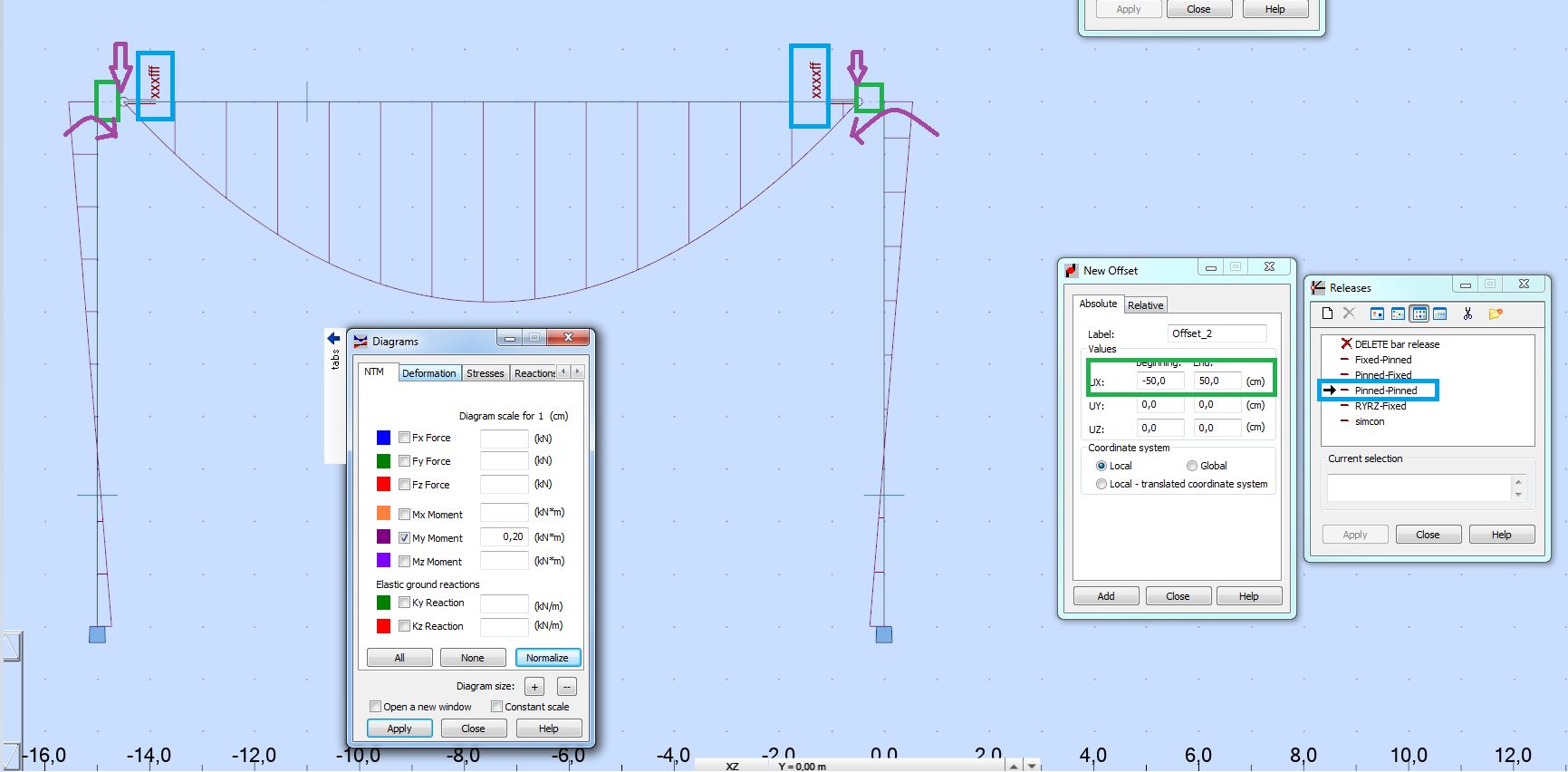 How to model a beam with simple connections with columns in Robot?
