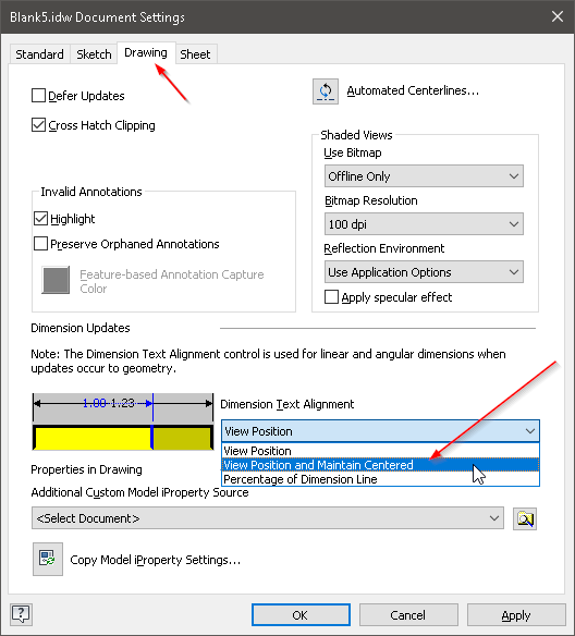 How To Force Drawing Dimension Text To Be Centered Between The