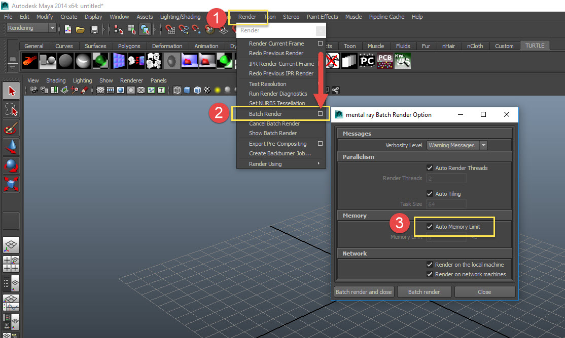 Setting the Memory Limit for Mental Ray Renders in Maya