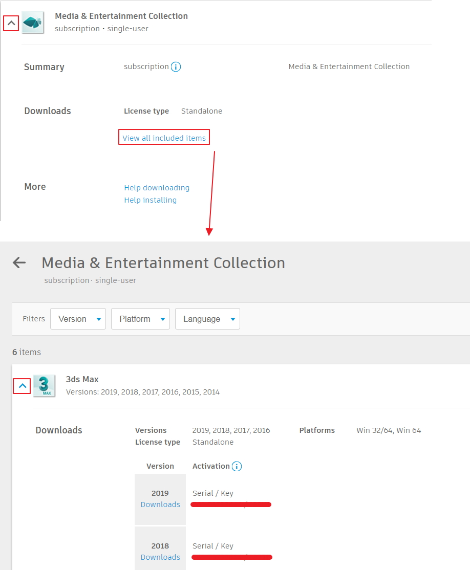 How M&E Collection Subscriber downloads 3ds max 2019