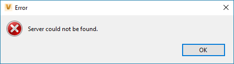 "Server could not be found" when trying to sign in to Vault