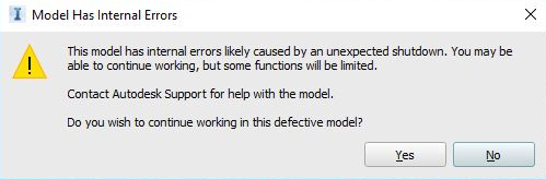 "Model has internal errors..." when opening an InfraWorks model with custom 3D objects